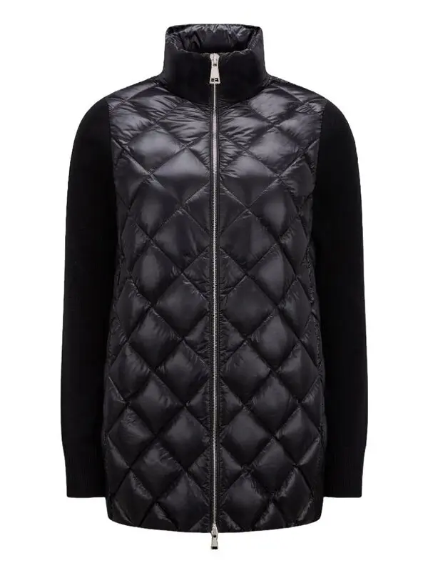 Moncler Quilted Zip-up Knit Cardigan - Black