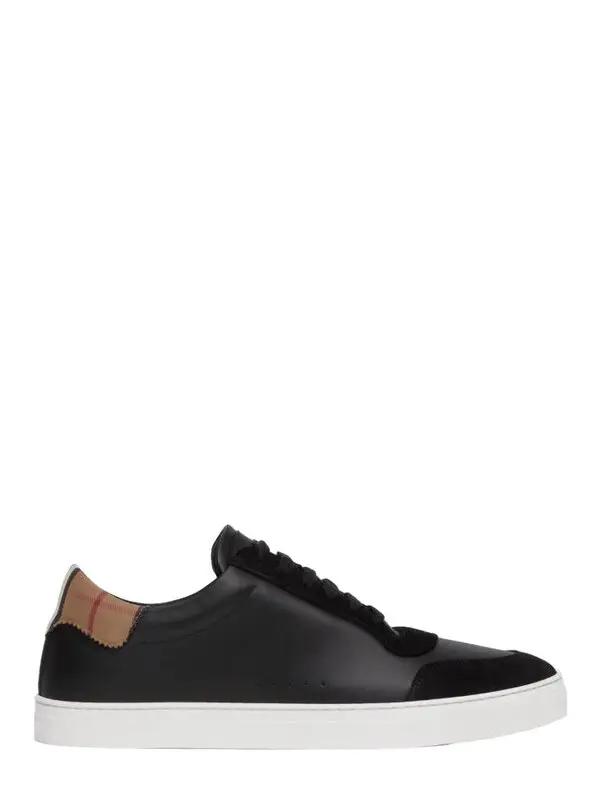 Burberry Vintage Check Leather And Suede Low-top Sneakers - Black