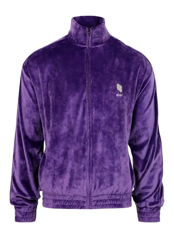 Gcds Logo Jacquard Velour Zip Jacket - Purple