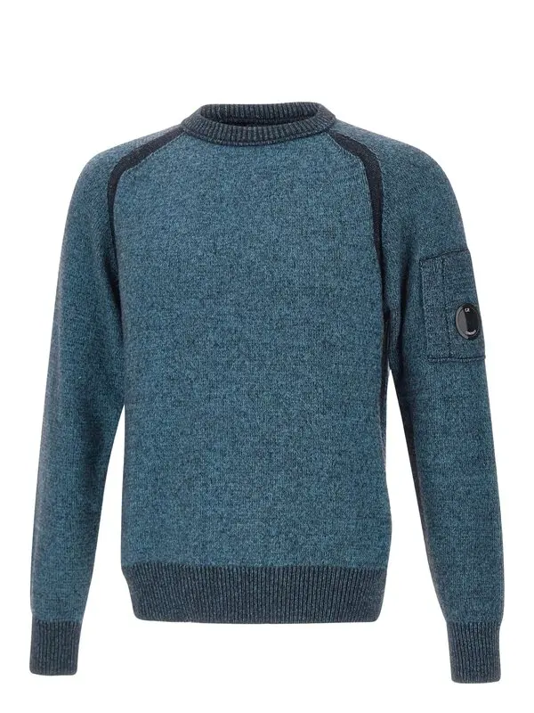 C.P. COMPANY Lens Appliqué Crew Neck Knitwear - Blue