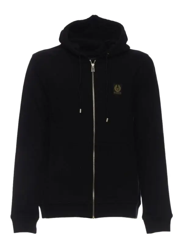 Belstaff Logo-appliqué Cotton Zip-up Hoodie - Black
