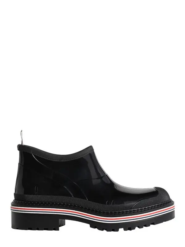Thom Browne Round-toe Ankle Boots With Striped Detailing - Black