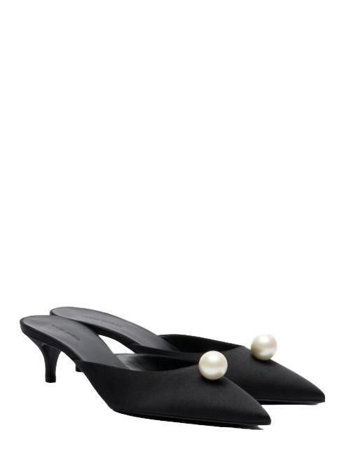 Magda Butrym Faux Pearl Satin Mules - Black