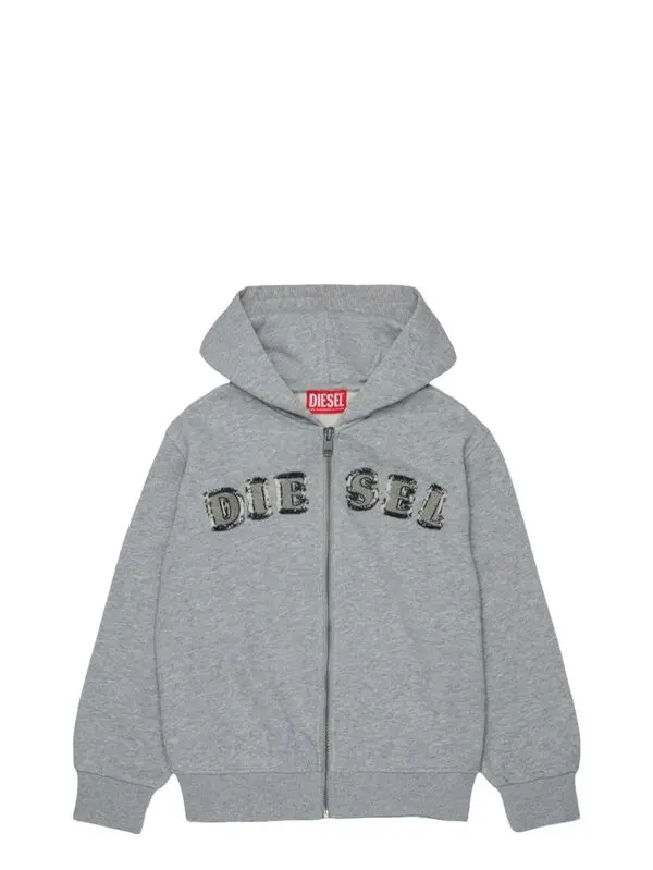DIESEL® Logo Patch Zip-up Hoodie - Grey