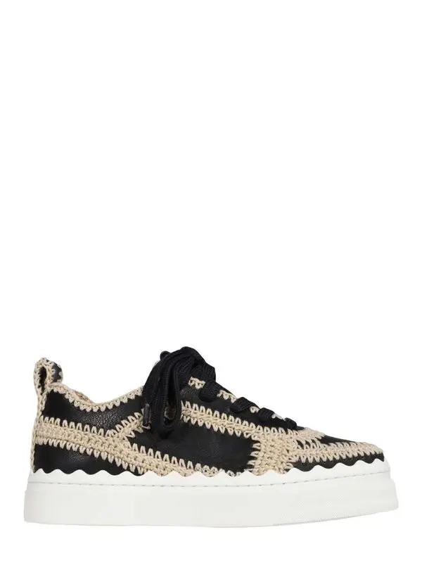 Chloé Crochet-trim Leather Low-top Sneakers - Black