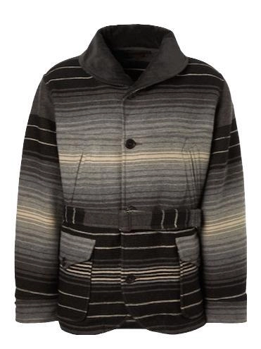 Ralph Lauren Striped Wool And Cotton Jacquard Coat - Black