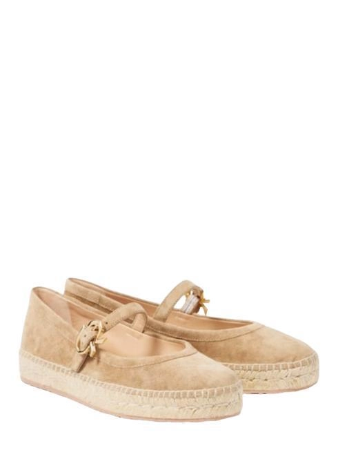 GIANVITO ROSSI Raffia Sole Mary Jane Flats - Nude