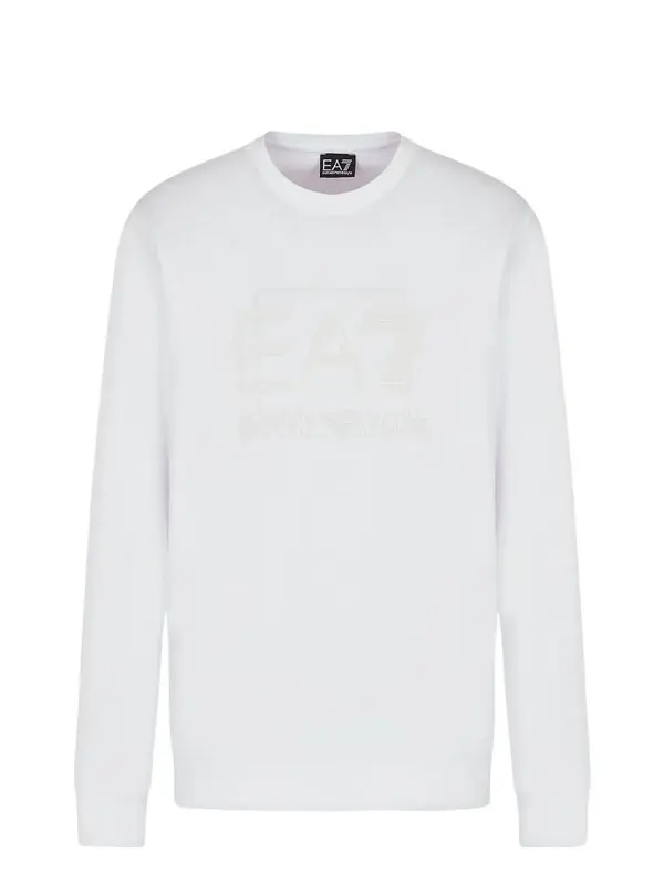 EA7 Logo-print Cotton Sweatshirt - White
