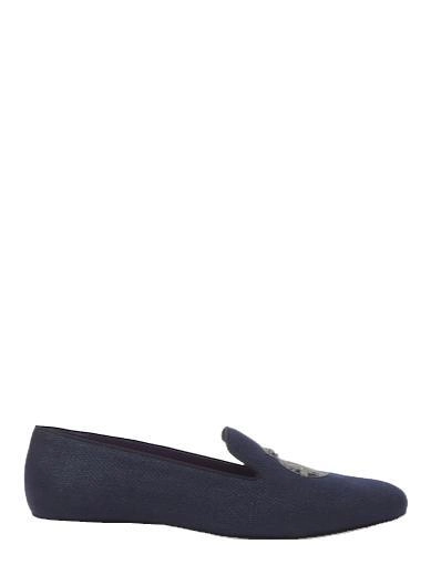 Ralph Lauren Alonzo Embroidered Linen Loafers - Black