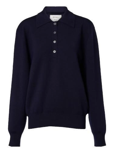 RÓHE Long-sleeved Wool Polo Sweater - Black