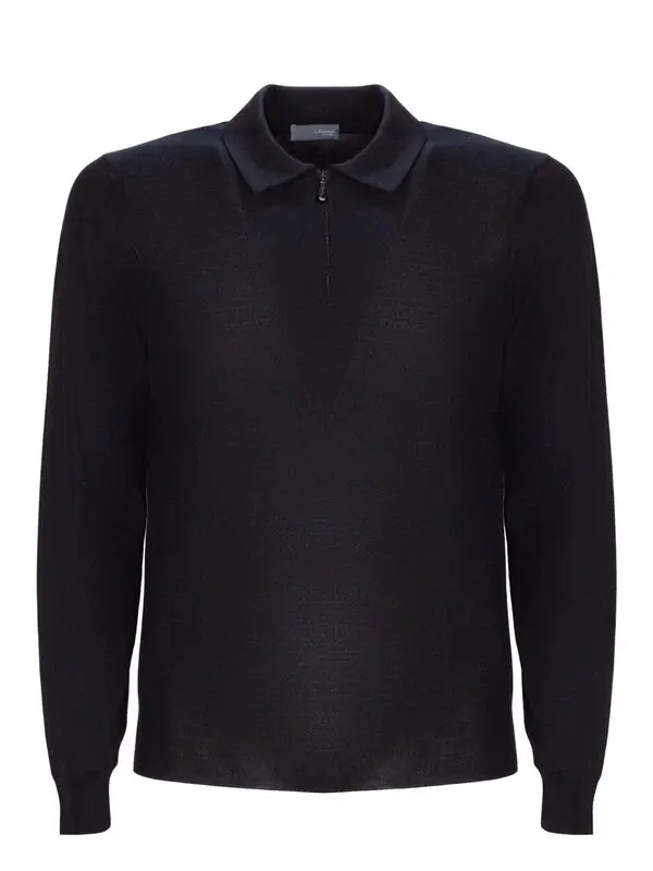 DRUMOHR Zip-collar Merino Polo Shirt - Black