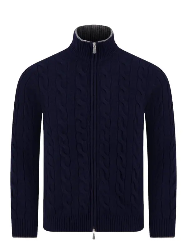 GRAN SASSO Zip-up Knit Cardigan - Black