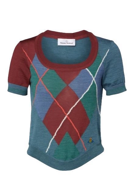 VIVIENNE WESTWOOD Argyle Wool And Cotton Sweater - Blue