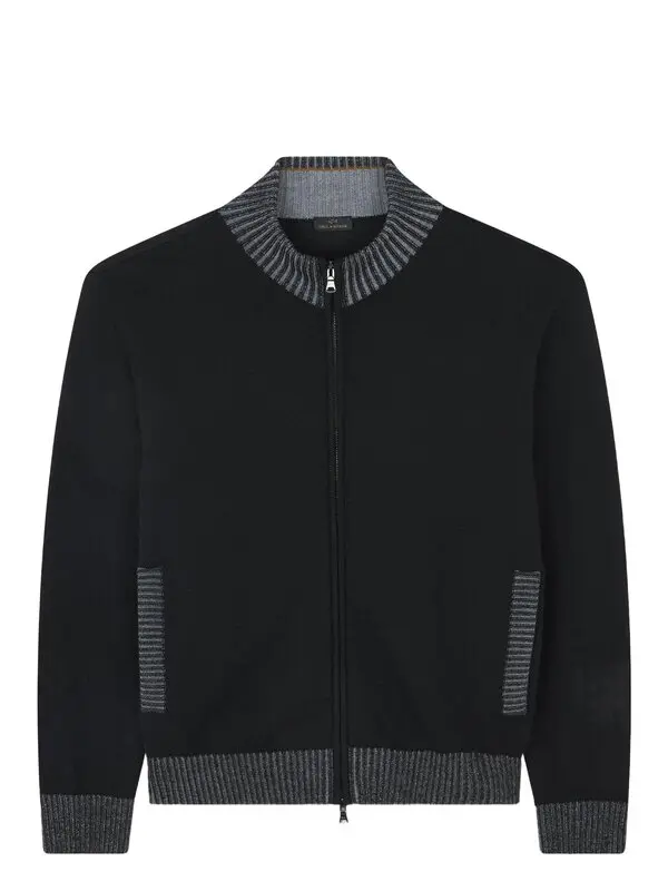 Paul & Shark Wool Zip-up Sweater - Black