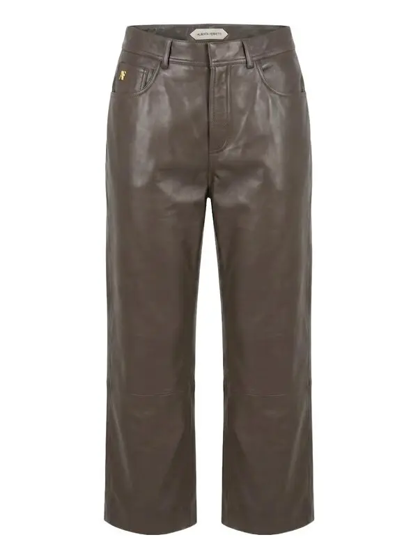 Alberta Ferretti Leather Trousers With Belted Waist - Brown