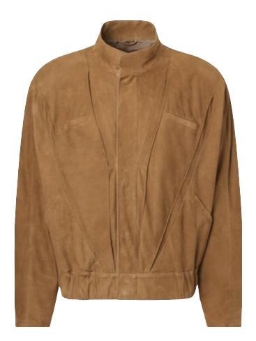 Giorgio Armani Suede Stand Collar Jacket - Brown