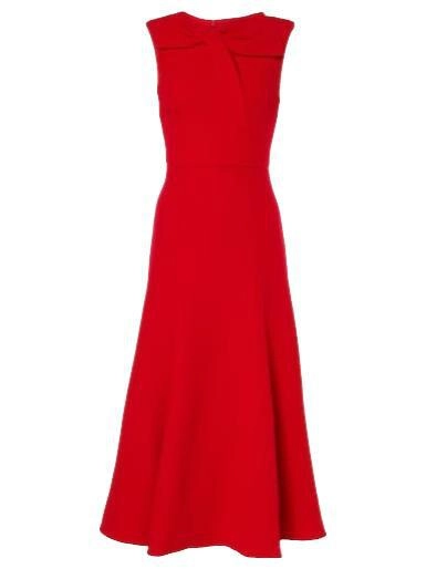 Roland Mouret Sleeveless Wool Crêpe Midi Dress With Knot Detail - Red