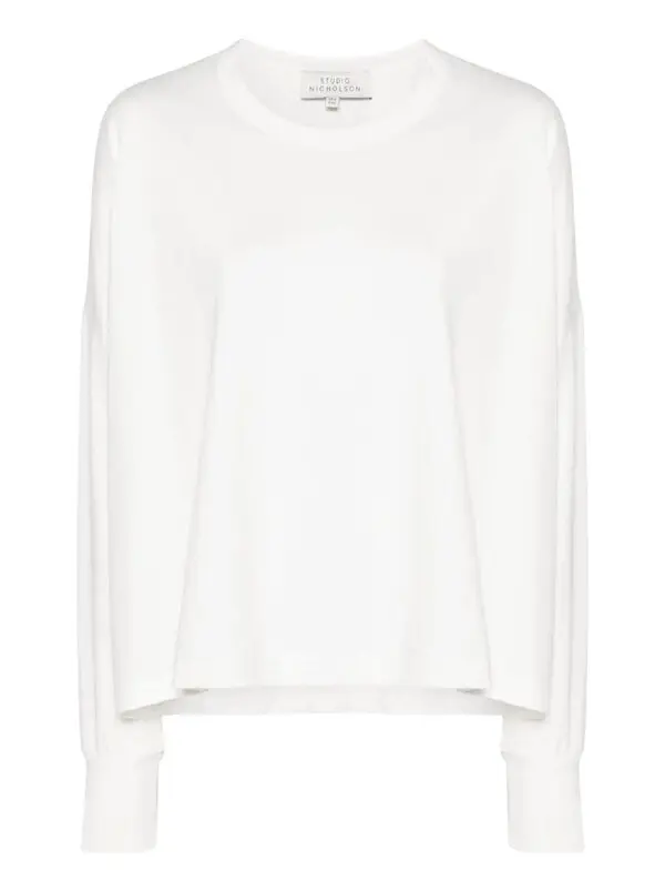 Studio Nicholson Crew Neck Long Sleeve Cropped T-shirt - White