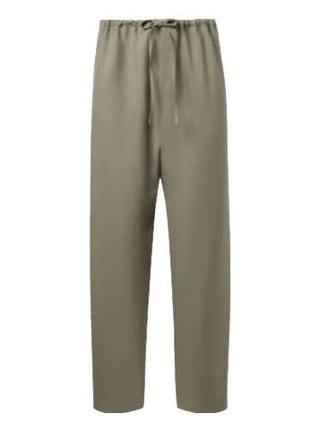 Calvin Klein Benjamin Wool Straight-leg Trousers With Drawstring Waist - Green
