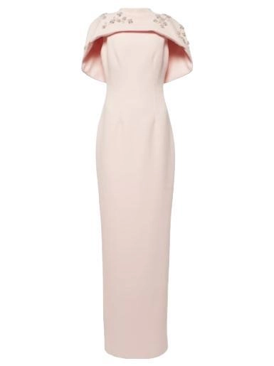 SAFIYAA LONDON Embellished Cape Effect Crêpe Gown - Pink
