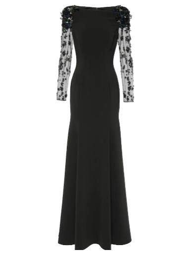 Jenny Packham Adella Embellished Crepe Gown - Black