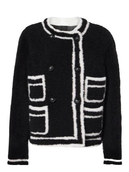 BLANCHA Shearling Double-breasted Jacket - Black