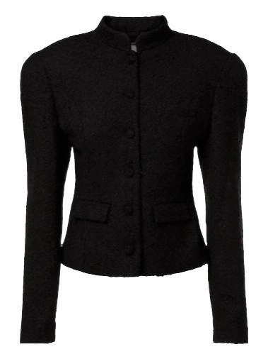 Magda Butrym Wool Bouclé Jacket With Stand Collar - Black