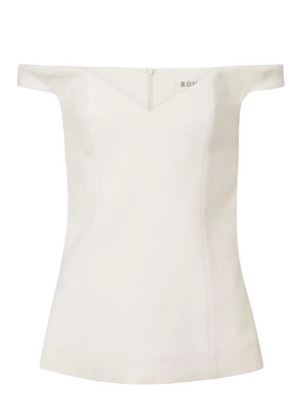 RÓHE Off-the-shoulder V-neck Top With Back Zipper - White