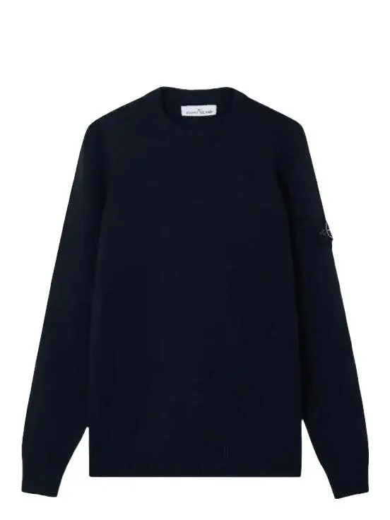Stone Island Crew Neck Knit Top - Black