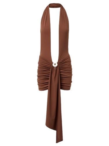 Christopher Esber Halterneck Jersey Minidress - Brown