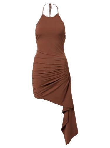 Christopher Esber Embellished Halterneck Jersey Minidress - Brown