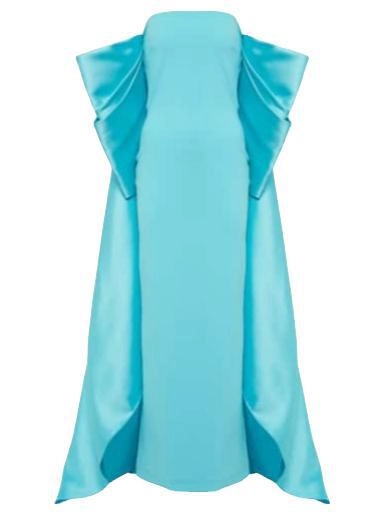 Solace Kyla Caped Twill And Crêpe Gown - Blue