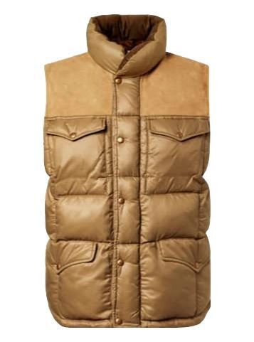 Ralph Lauren Leather-trimmed Ripstop Puffer Vest - Brown
