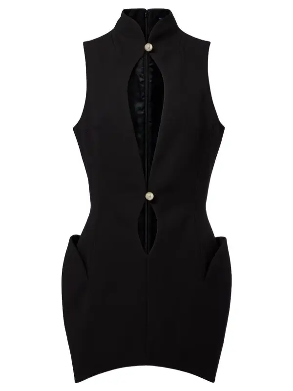 MUGLER Openwork Mini Dress - Black