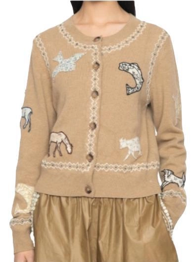 Sea Winslow Animal-patch Cardigan - Camel