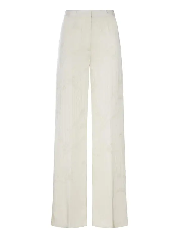 FORTE_FORTE High Waist Jacquard Wide Leg Pants - Ivory