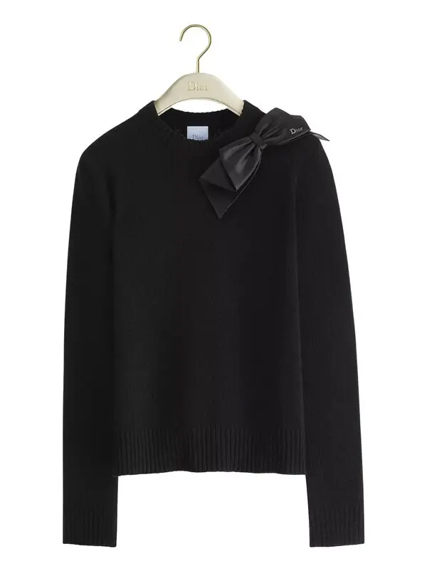 Dior Wool-cashmere Knitwear With Satin Bow Detail - Black