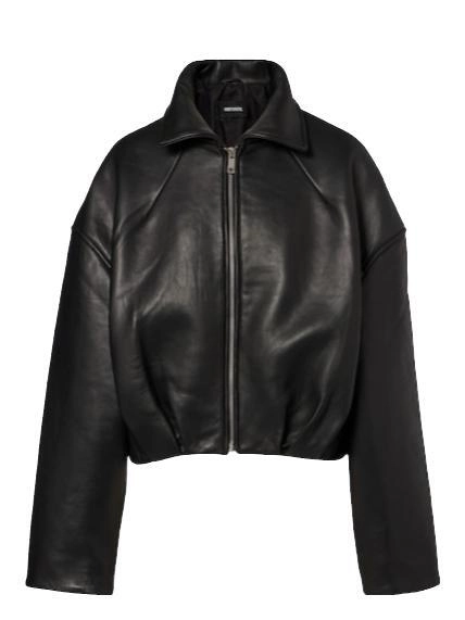ROTATE BY BIRGER CHRISTENSEN Bonded Leather Blouson Jacket - Black