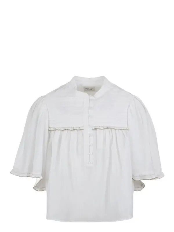 Isabel Marant Étoile Pleated Round Neck Short Sleeve Shirt - White
