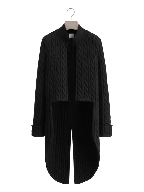 Dior Cable Knit Cardigan With Fabric-covered Buttons - Black
