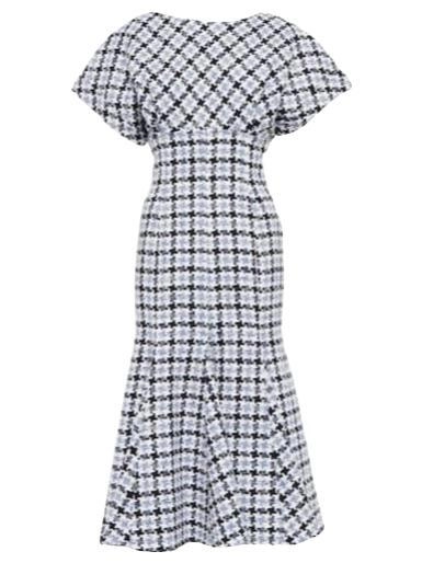 Carolina Herrera Houndstooth Midi Dress - Gray