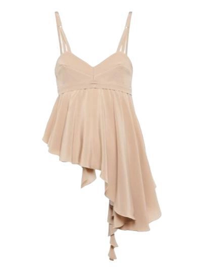 Victoria Beckham Asymmetrical Silk-crepe Top - Nude