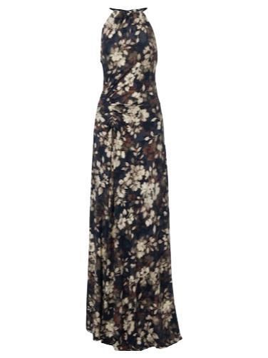 Simkhai Cerin Gathered Floral Halterneck Maxi Dress - Black