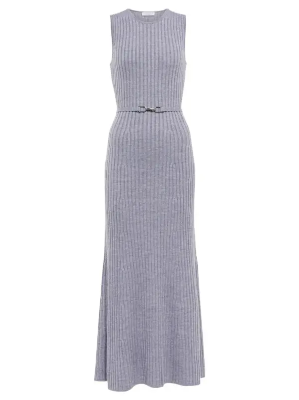 Gabriela Hearst Meier Ribbed Knit Midi Dress - Gray