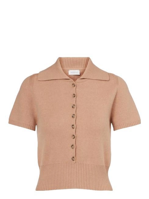Magda Butrym Knitted Cotton-blend Polo Top - Nude