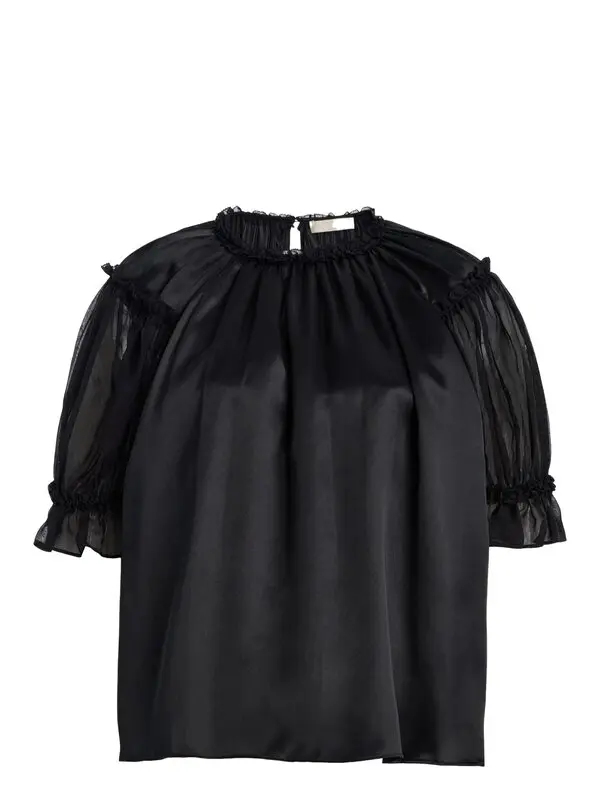 Ulla Johnson Short Sleeve Pleated Top - Black