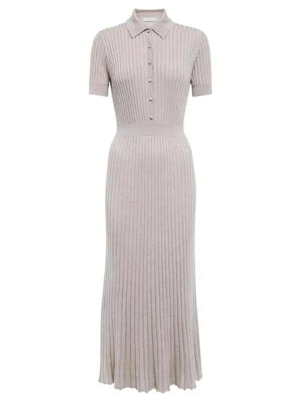 Gabriela Hearst Amor Ribbed Silk And Cashmere Midi Dress - Beige