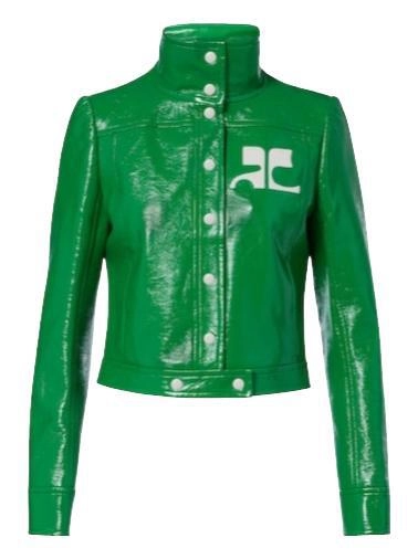 COURREGES Logo Vinyl Cropped Jacket - Green