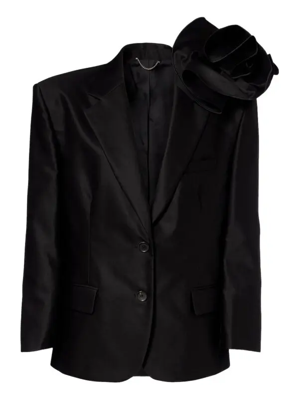 Magda Butrym Floral Appliqué Cotton Blazer - Black