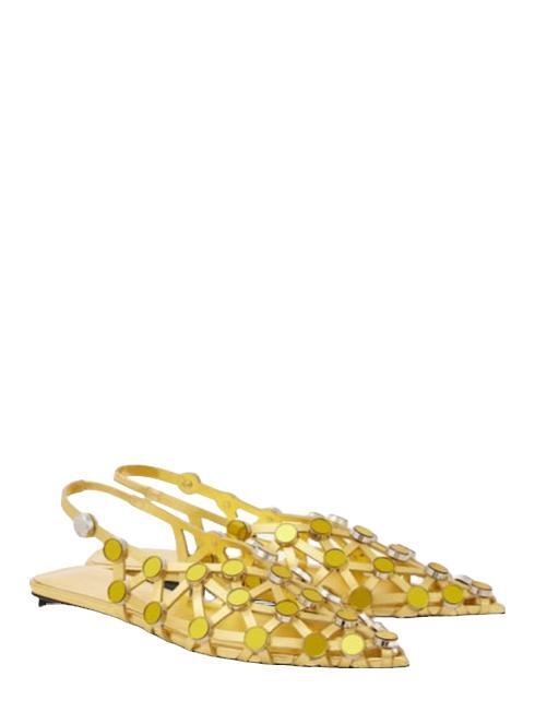 Attico Grid Metallic Leather Slingback Flats - Nude